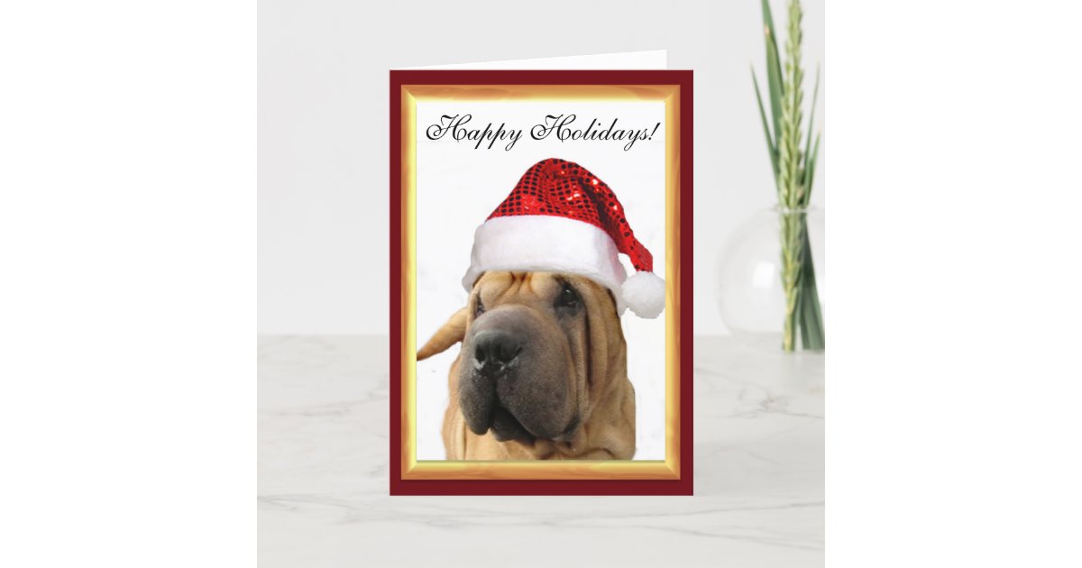 Christmas Shar Pei dog Holiday Card | Zazzle