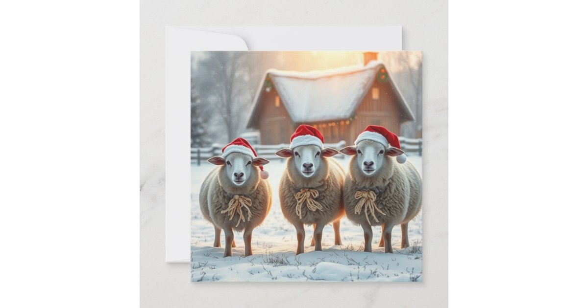 Christmas Sheep Holiday Card | Zazzle