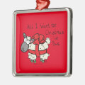 Christmas Sheep Kids Cartoon Metal Ornament | Zazzle
