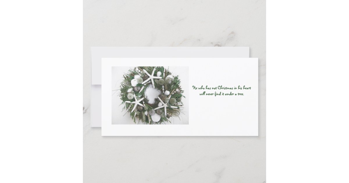 Christmas Shell Wreath Holiday Card | Zazzle