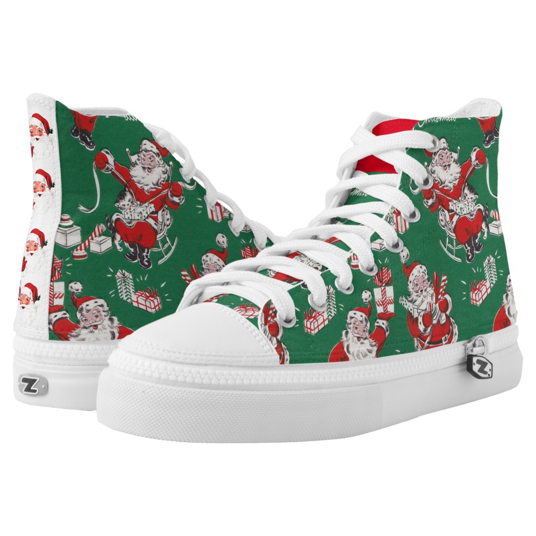 Christmas Shoes with Retro Vintage Images Santa | Zazzle