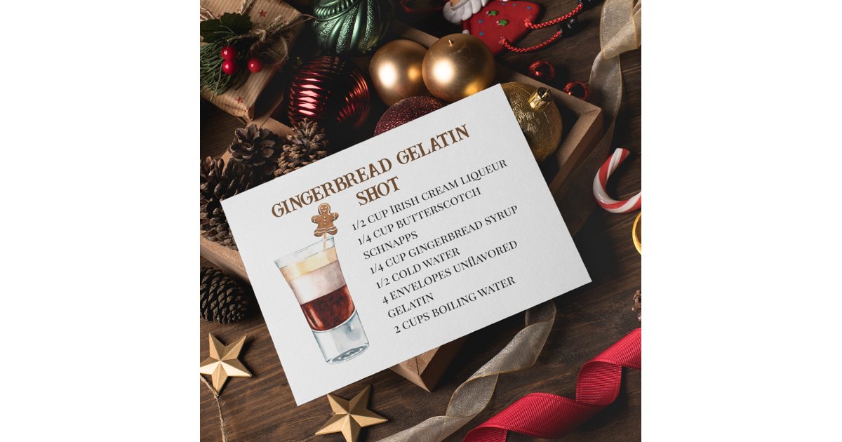 Christmas Shot Recipe Holiday Party Gingerbread Postcard | Zazzle