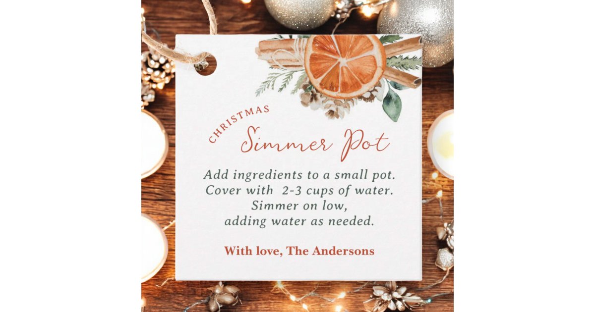 Christmas Simmer Pot Stovetop Potpourri Gift Favor Tags | Zazzle
