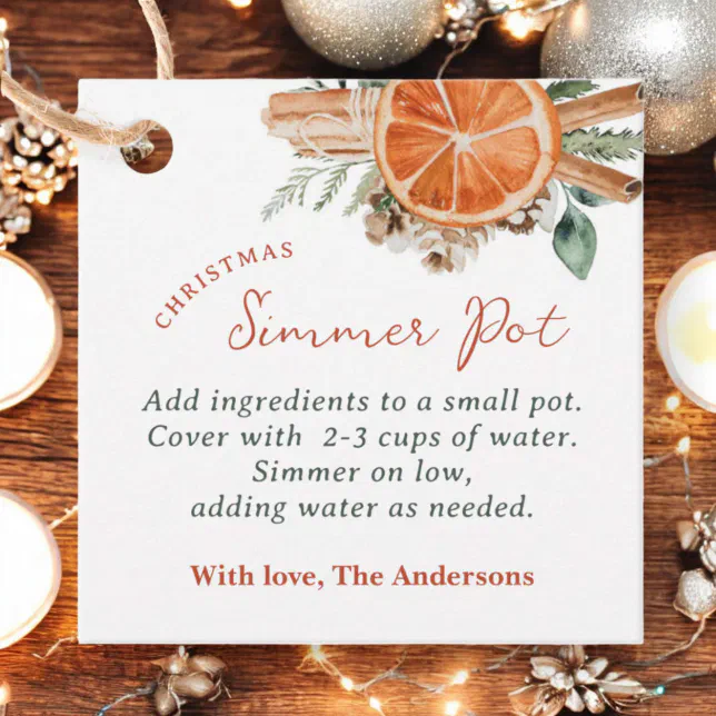 Christmas Simmer Pot Stovetop Potpourri Gift Favor Tags | Zazzle