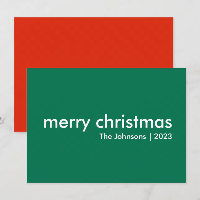Christmas Simple | Green Modern Minimal Stylish Holiday Card | Zazzle