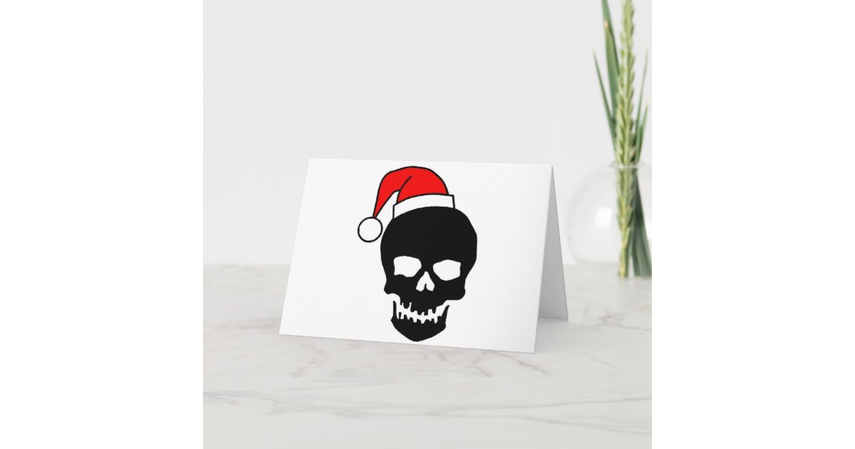 Christmas Skull Black Holiday Card | Zazzle