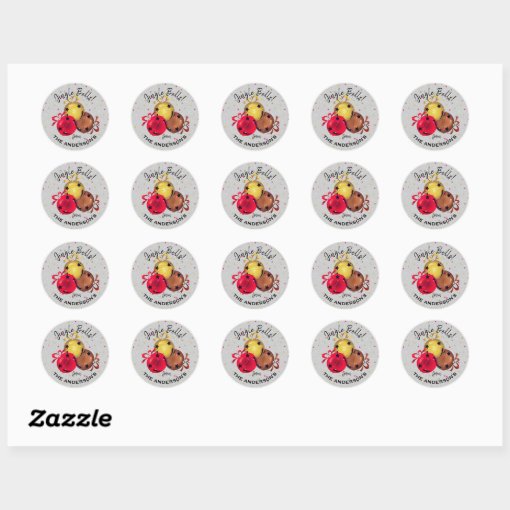 Christmas Sleigh Bells Snowflakes Holiday Classic Round Sticker | Zazzle