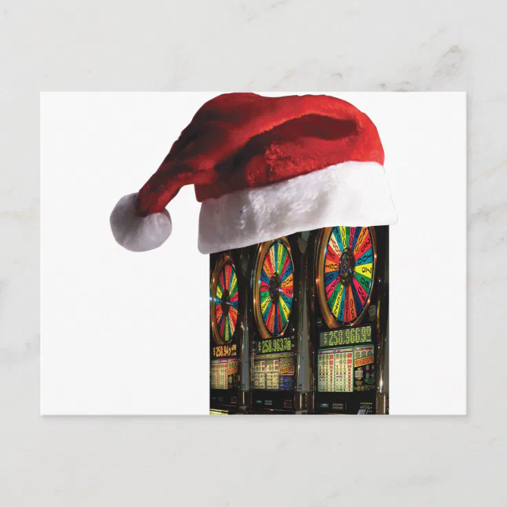 Christmas Slot Machine Holiday Postcard | Zazzle