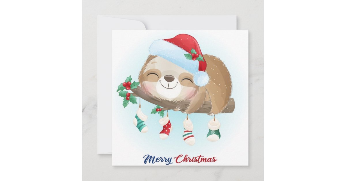 Christmas Sloth Holiday Card | Zazzle