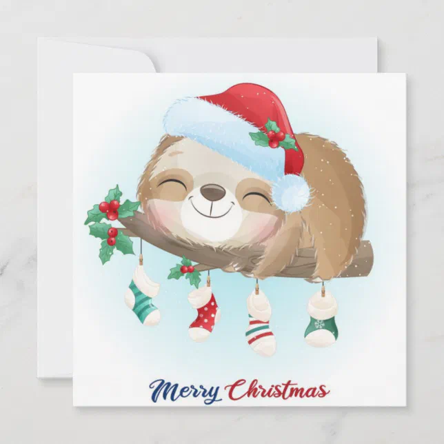 Christmas Sloth Holiday Card | Zazzle