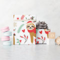 Christmas Sloth Pattern Wrapping Paper | Zazzle