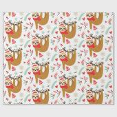 Christmas Sloth Pattern Wrapping Paper | Zazzle