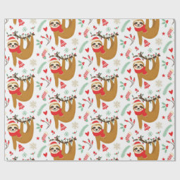 Christmas Sloth Pattern Wrapping Paper | Zazzle