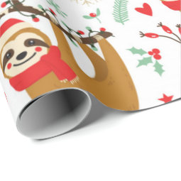 Christmas Sloth Pattern Wrapping Paper | Zazzle