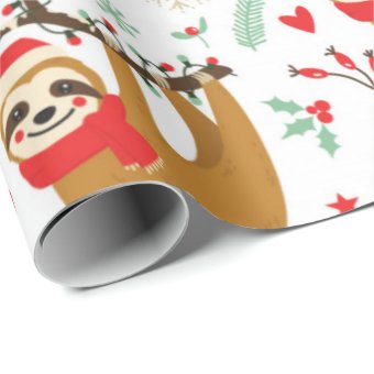Christmas Sloth Pattern Wrapping Paper | Zazzle