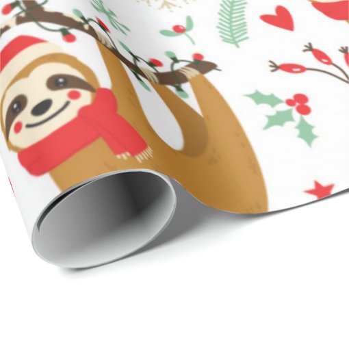 Christmas Sloth Pattern Wrapping Paper | Zazzle
