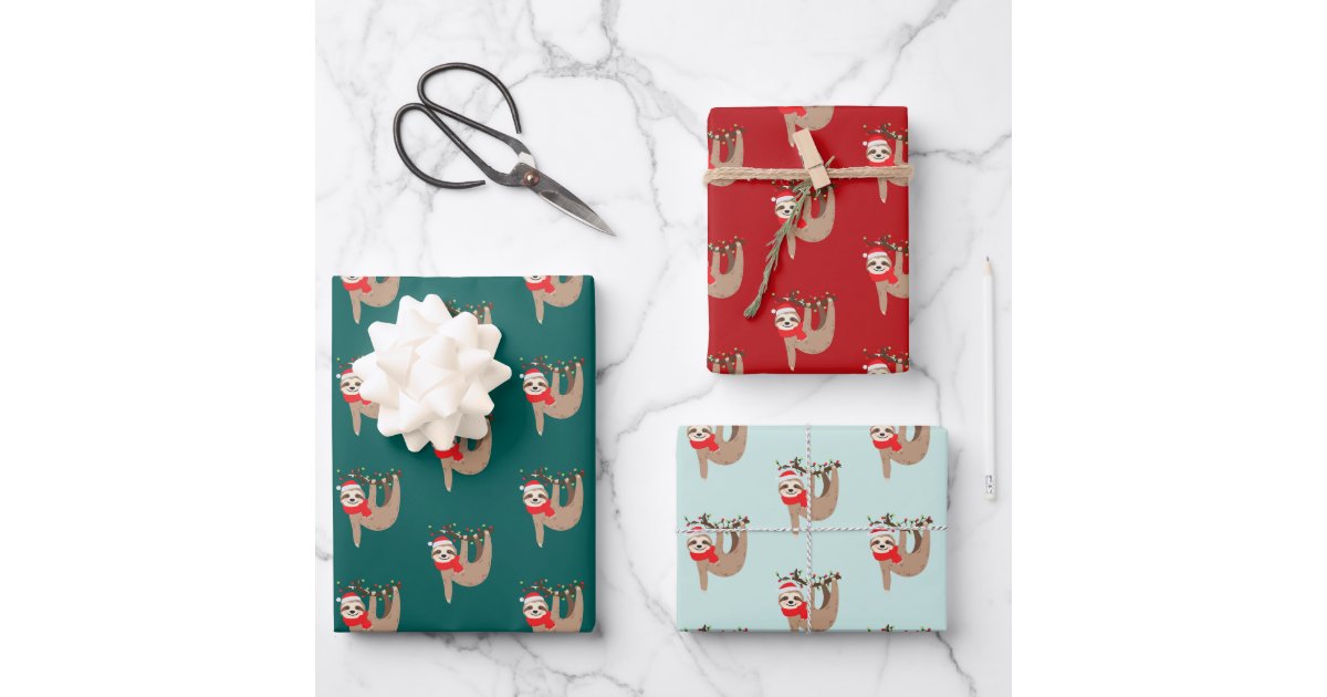 Christmas Sloths Wrapping Paper Sheets | Zazzle