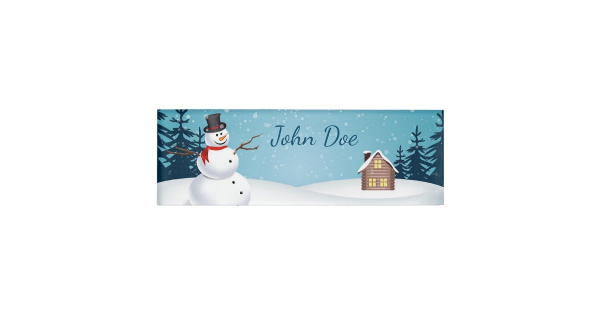 Christmas Small Rectangle Name Tag | Zazzle