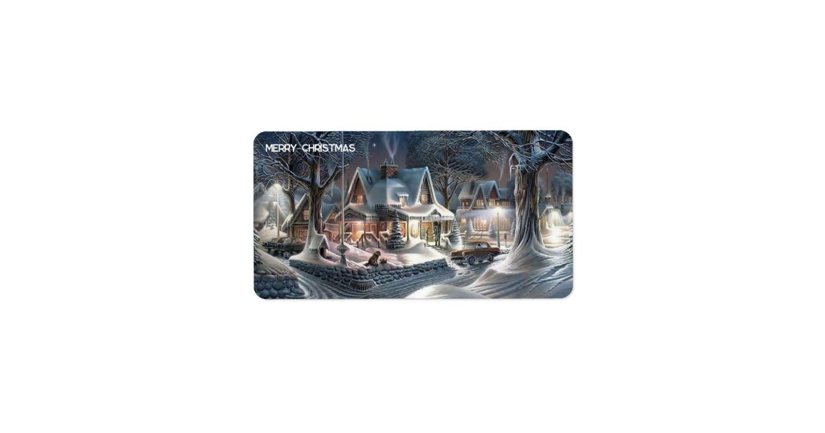 Christmas snow background address label | Zazzle