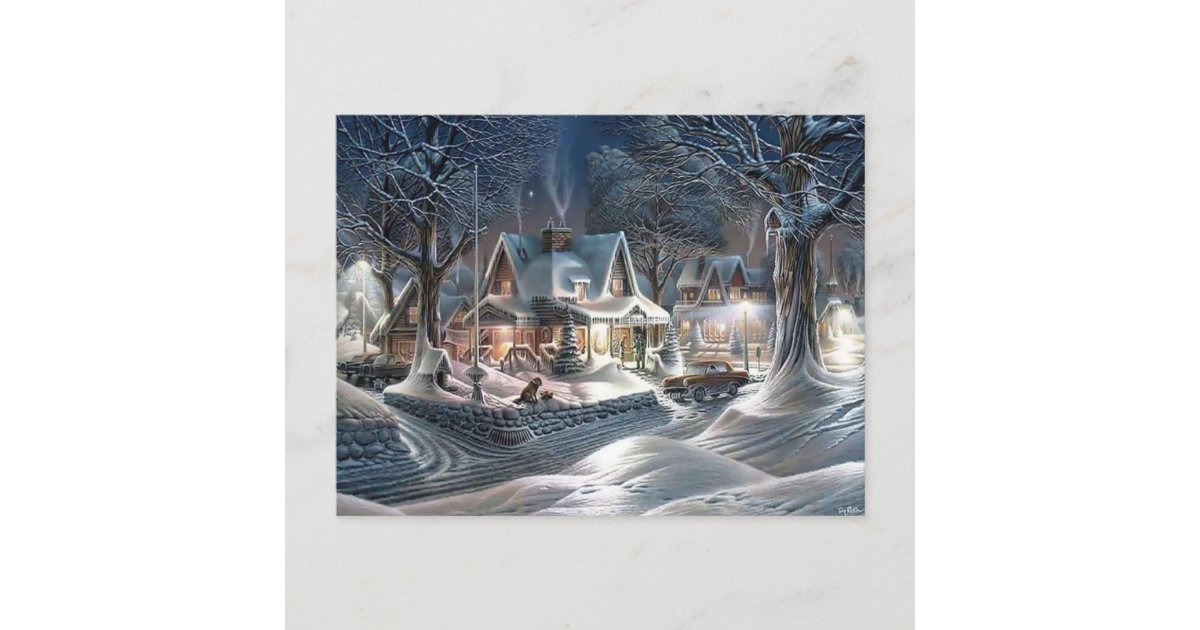 Christmas snow background holiday post card | Zazzle