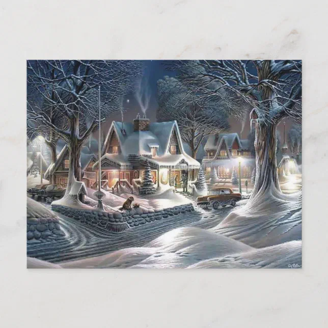 Christmas snow background holiday post card | Zazzle