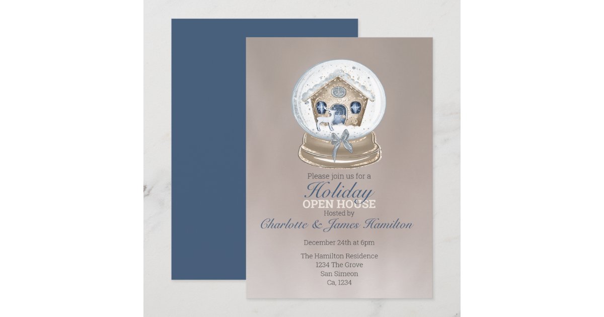Christmas Snow Globe Holiday Open House Party Invitation | Zazzle