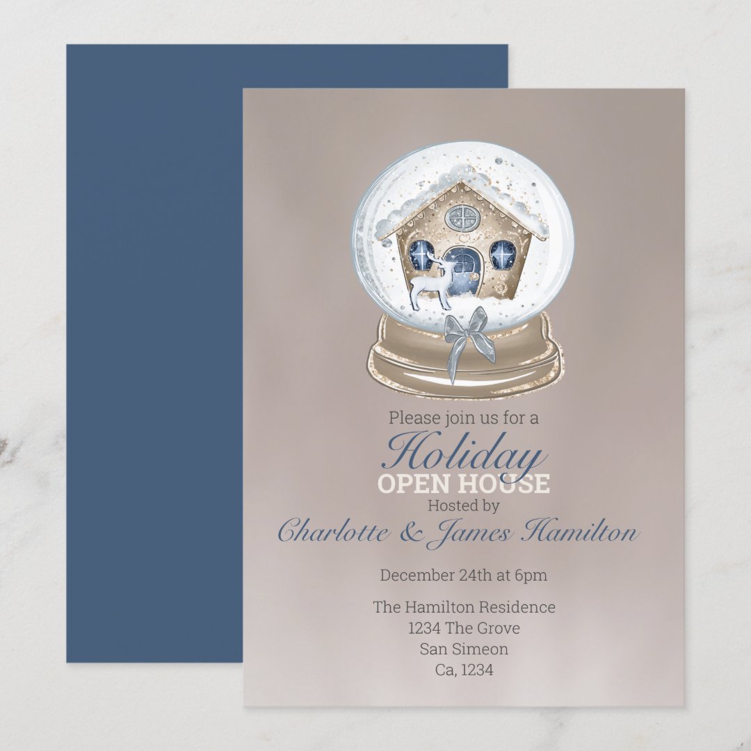 Christmas Snow Globe Holiday Open House Party Invitation | Zazzle