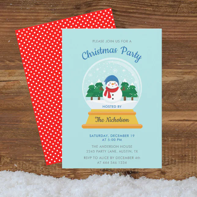 CHRISTMAS SNOW GLOBE INVITATION | Zazzle
