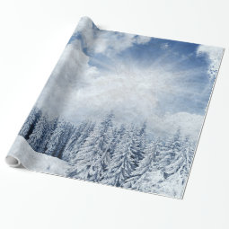 Christmas snow in the trees scene wrapping paper | Zazzle