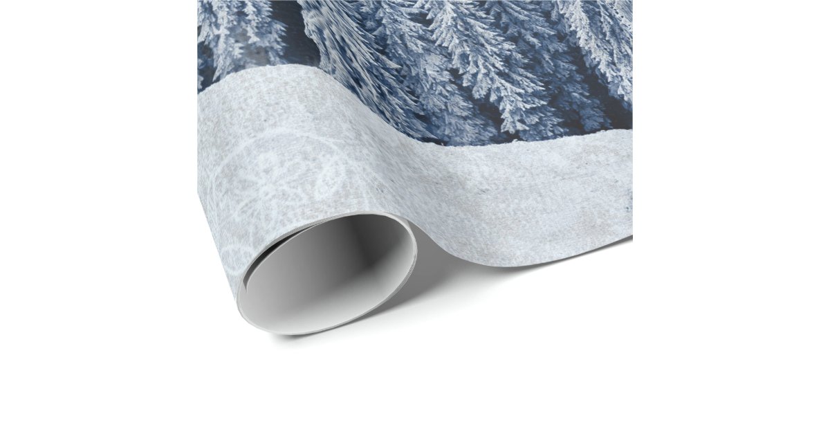 Christmas snow in the trees scene wrapping paper | Zazzle.com