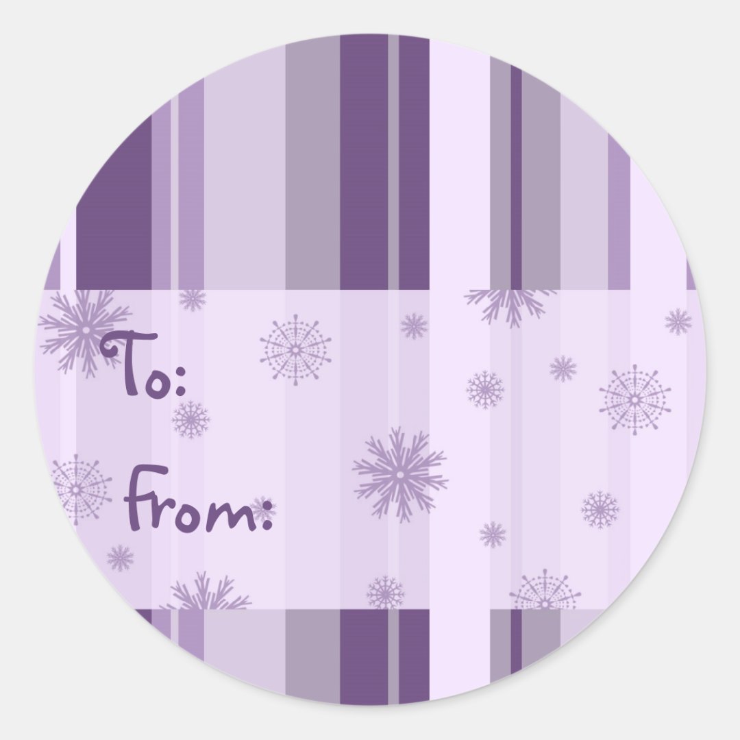 Christmas Snowflake Gift Tags Purple Stripes | Zazzle