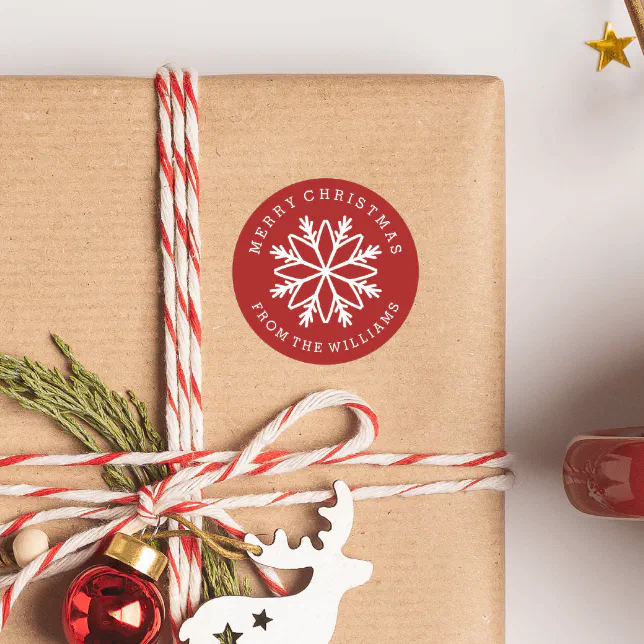 Christmas Snowflake Personalized custom color Classic Round Sticker ...