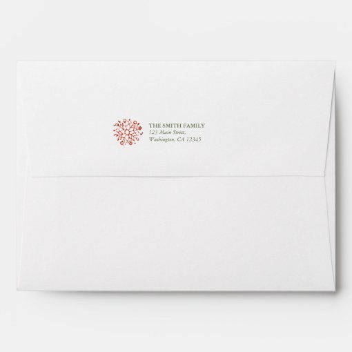 Christmas Snowflake Red Watercolor Personalized Envelope | Zazzle