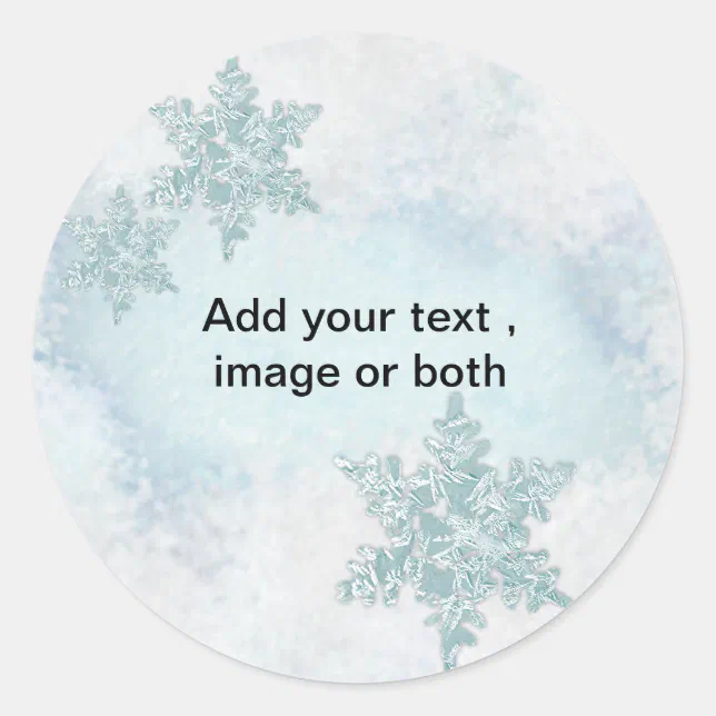 Christmas Snowflake snow photo frame template Classic Round Sticker ...