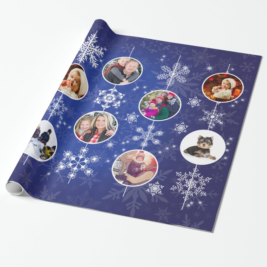 Christmas Snowflakes 10 Favorite Family Photos Wrapping Paper | Zazzle