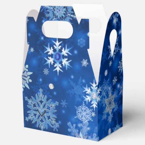 Christmas Snowflakes Blue and Silver Favor Box | Zazzle