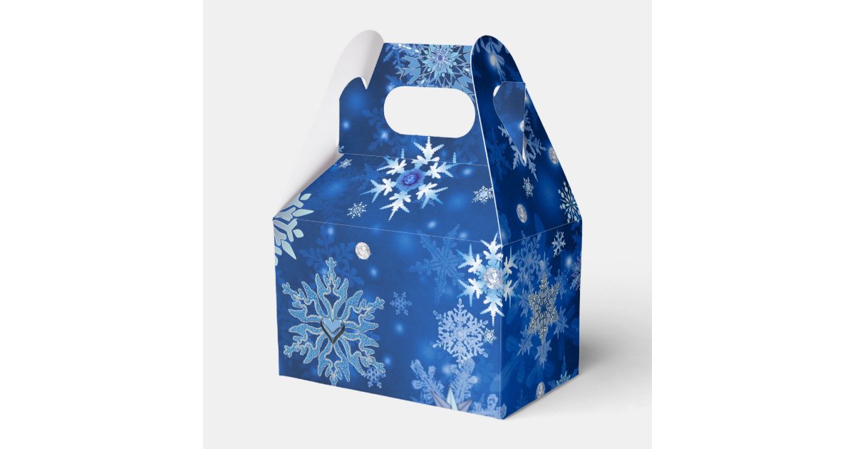 Christmas Snowflakes Blue and Silver Favor Box | Zazzle