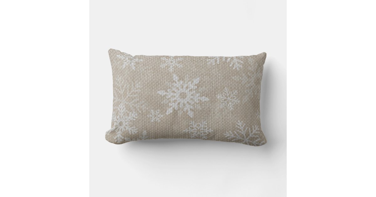 Christmas Snowflakes Burlap Pillow | Zazzle