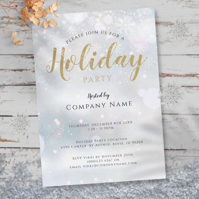 Christmas Snowflakes Corporate Holiday Party Invitation | Zazzle
