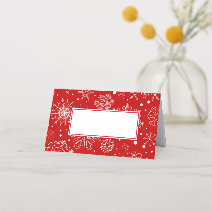 Christmas Snowflakes Name Place Card | Zazzle