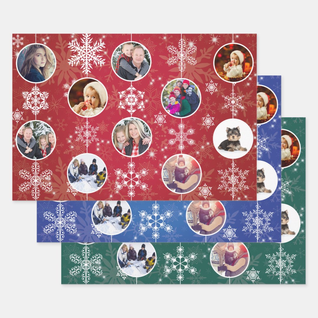 Christmas Snowflakes Ten Favorite Family Photos Wrapping Paper Sheets ...