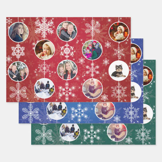 Christmas Snowflakes Ten Favorite Family Photos Wrapping Paper Sheets ...