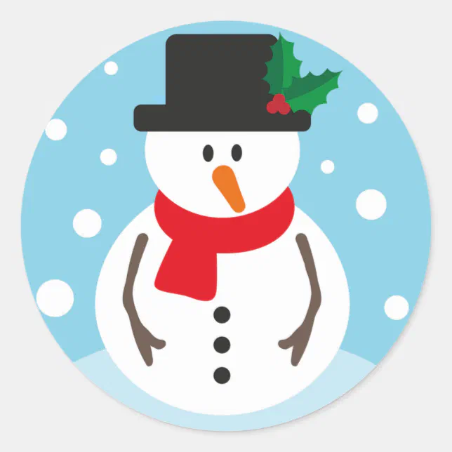 Christmas Snowman Classic Round Sticker | Zazzle