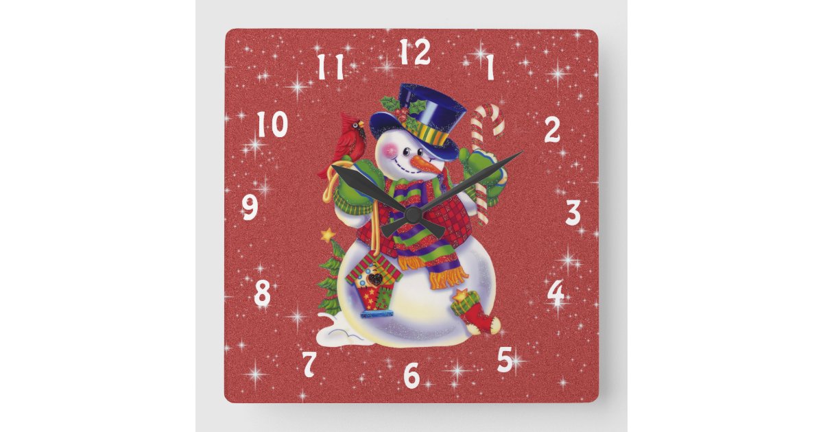 Christmas Snowman clock | Zazzle