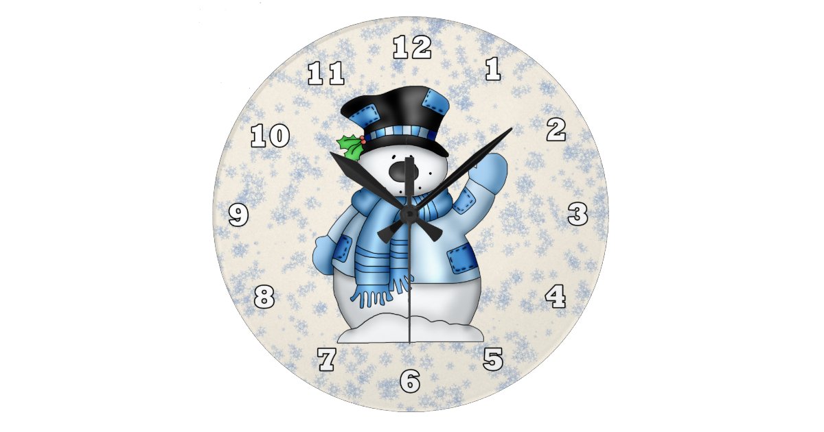 Christmas Snowman clock | Zazzle