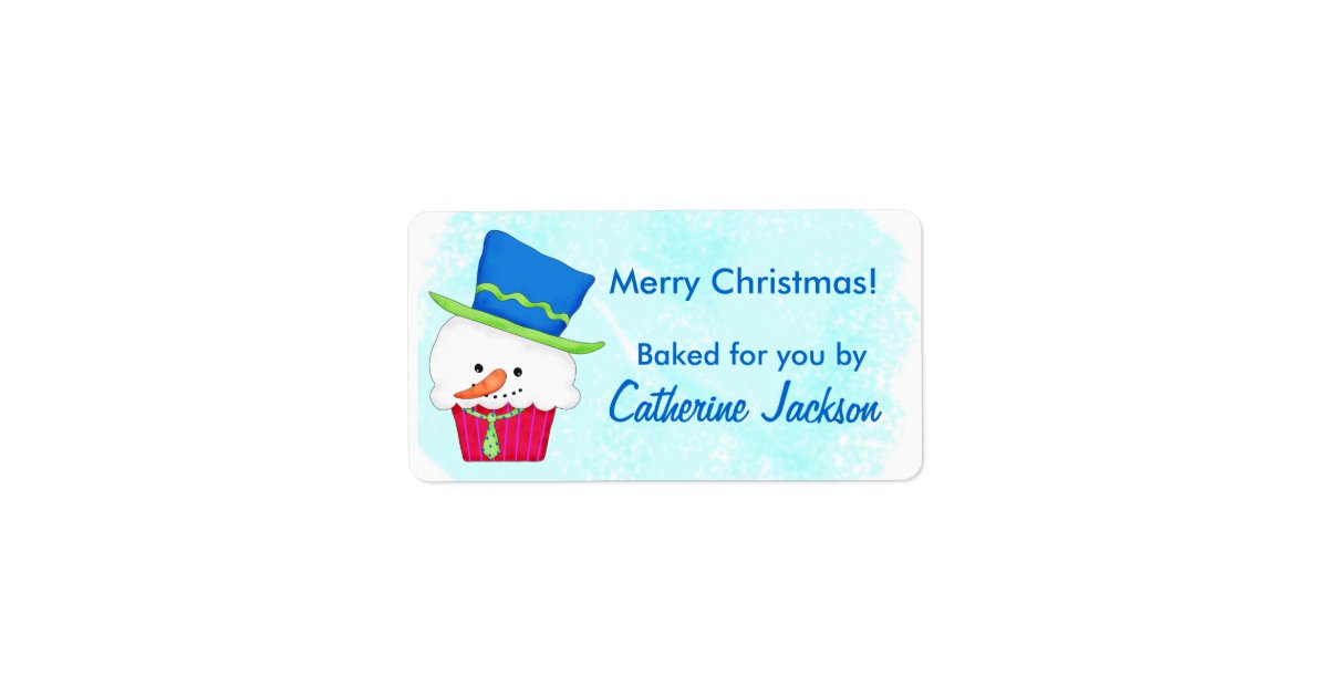 Christmas Snowman Cupcake Food Gift Sticker | Zazzle