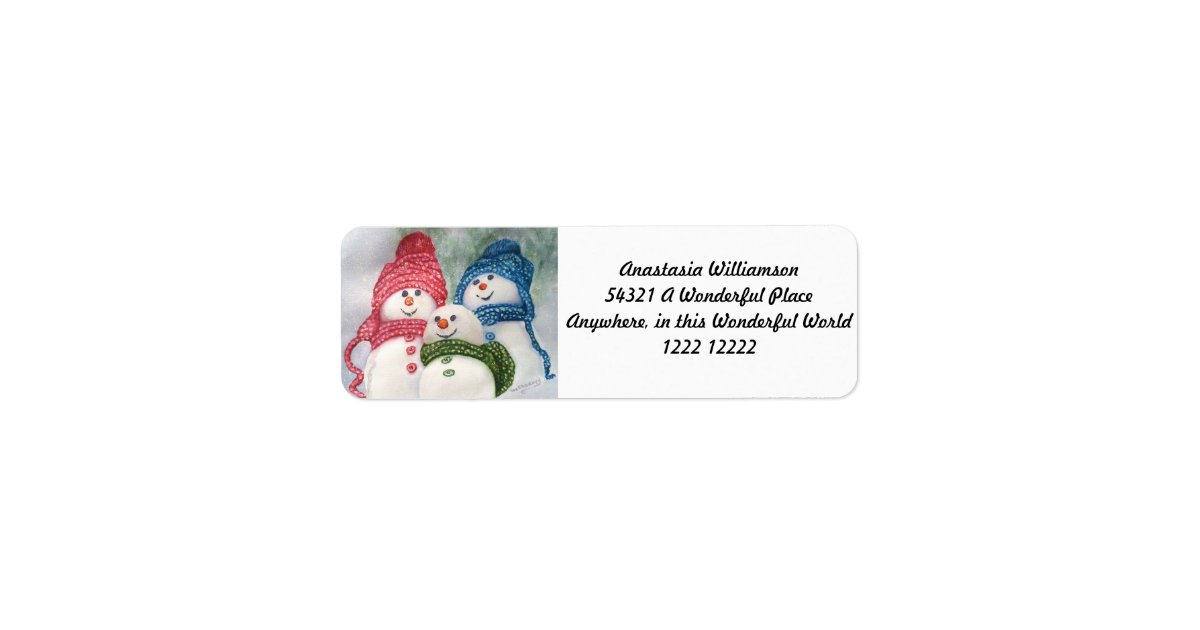 CHRISTMAS SNOWMAN FAMILY LABEL | Zazzle