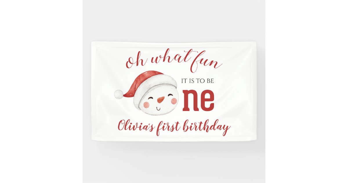 Christmas Snowman First Birthday Banner | Zazzle