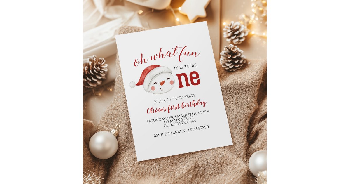 Christmas Snowman First Birthday Invitation | Zazzle
