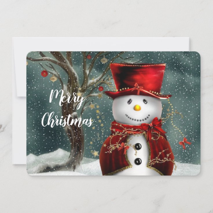 Christmas Snowman Holiday Card | Zazzle